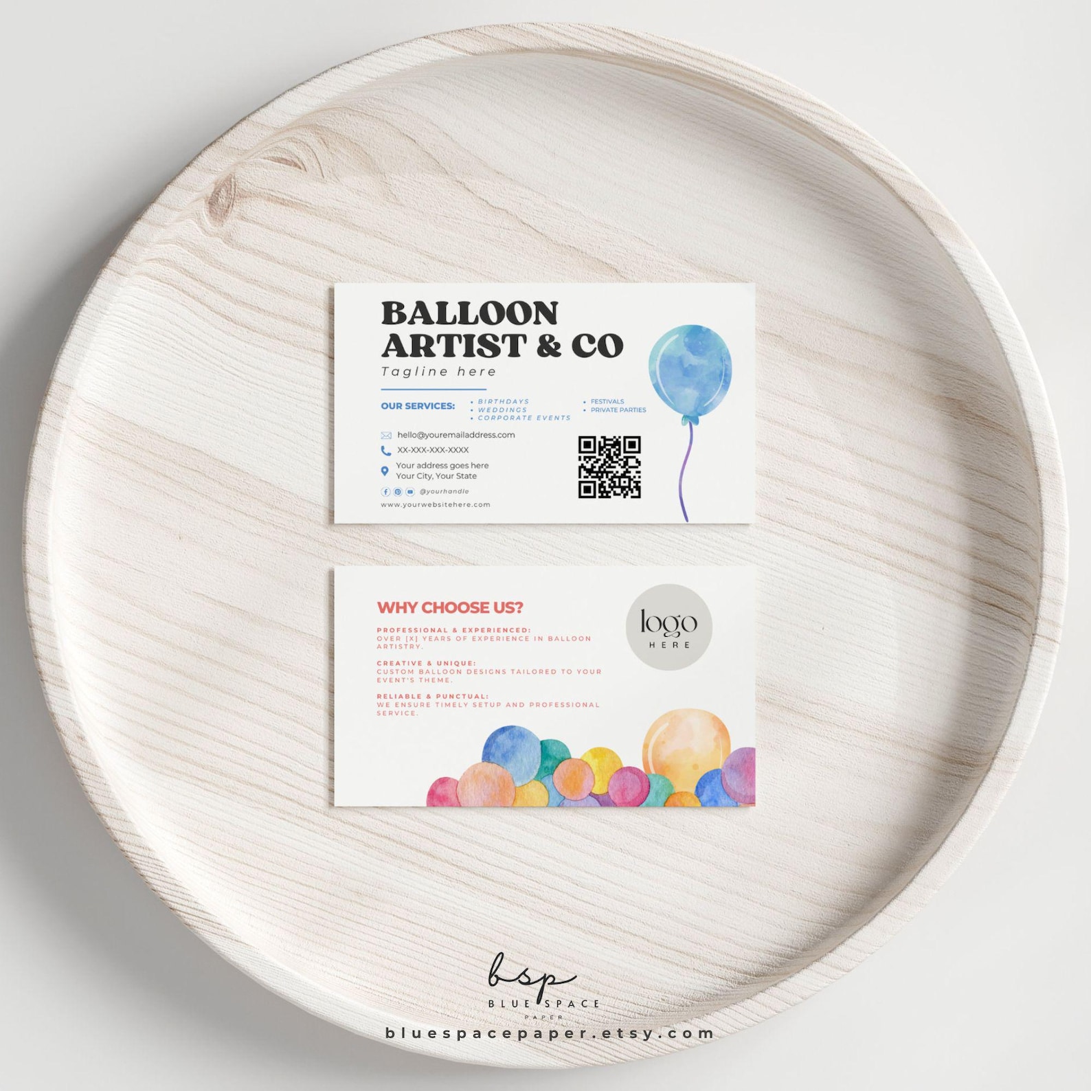 Balloon Arch Business Cards, QR Code Business Card, Balloon Decor ...