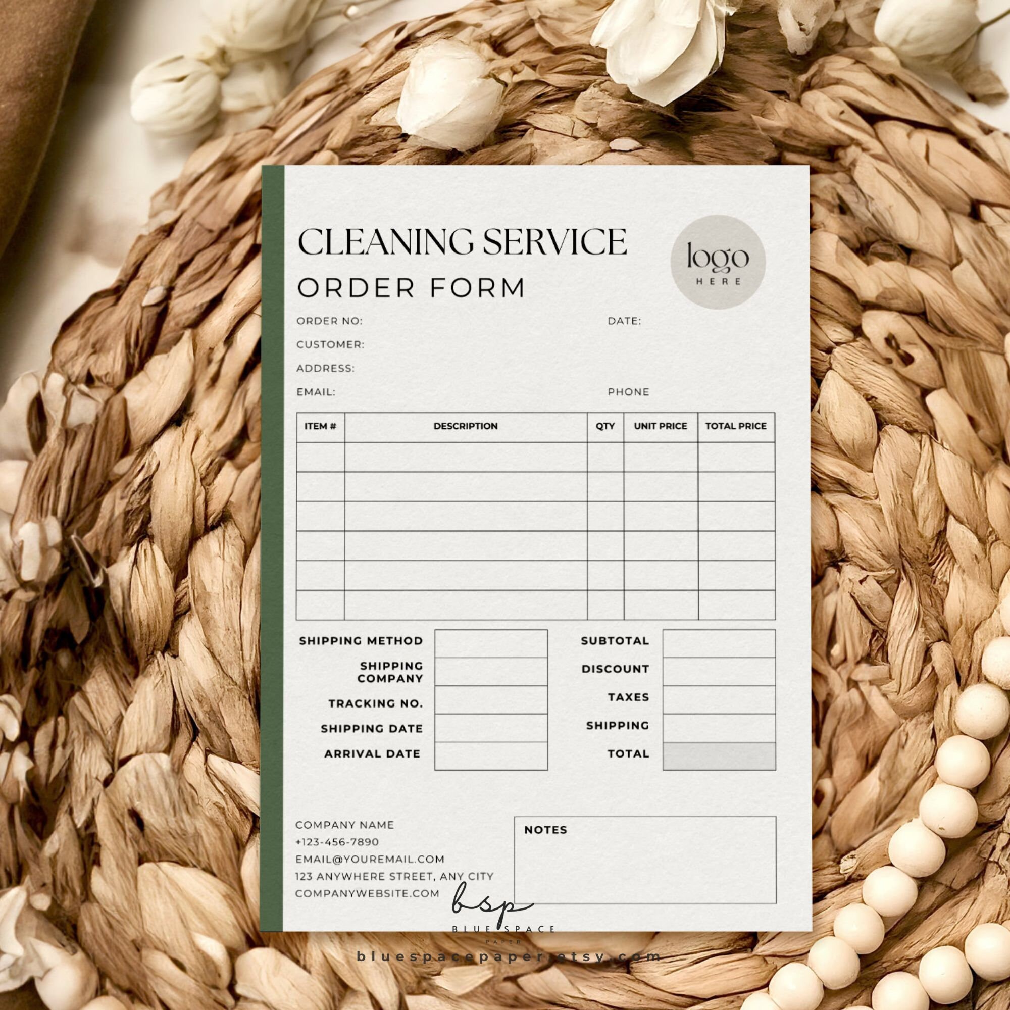 Cleaning Service Order Form, House Cleaning Invoice, Custom Order Form ...
