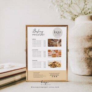 Bakery Price Template, Bakery Menu Template, Bakery Price List Canva ...