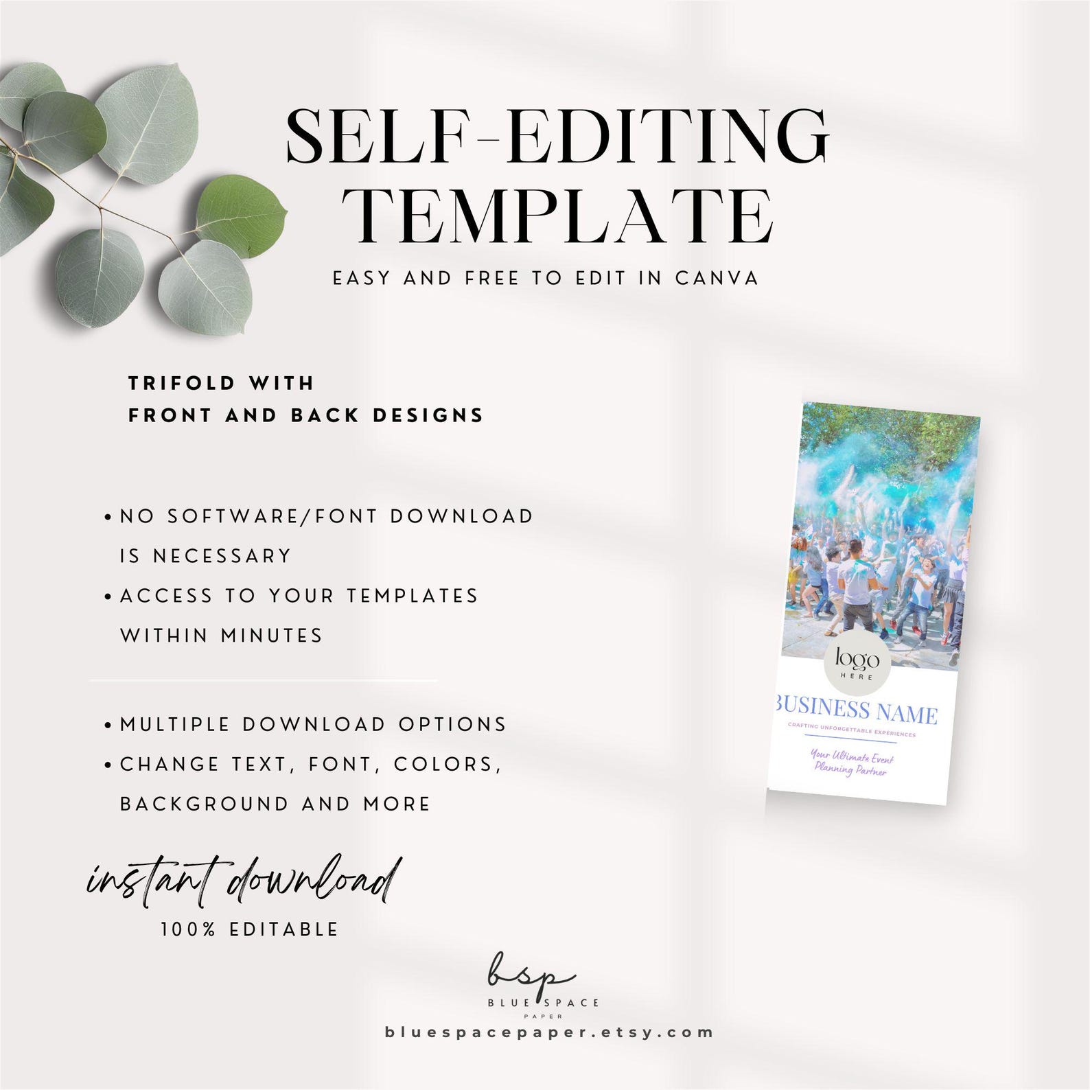 Event Planner Brochure, DIY Flyer Template, Trifold Pamphlet Template ...