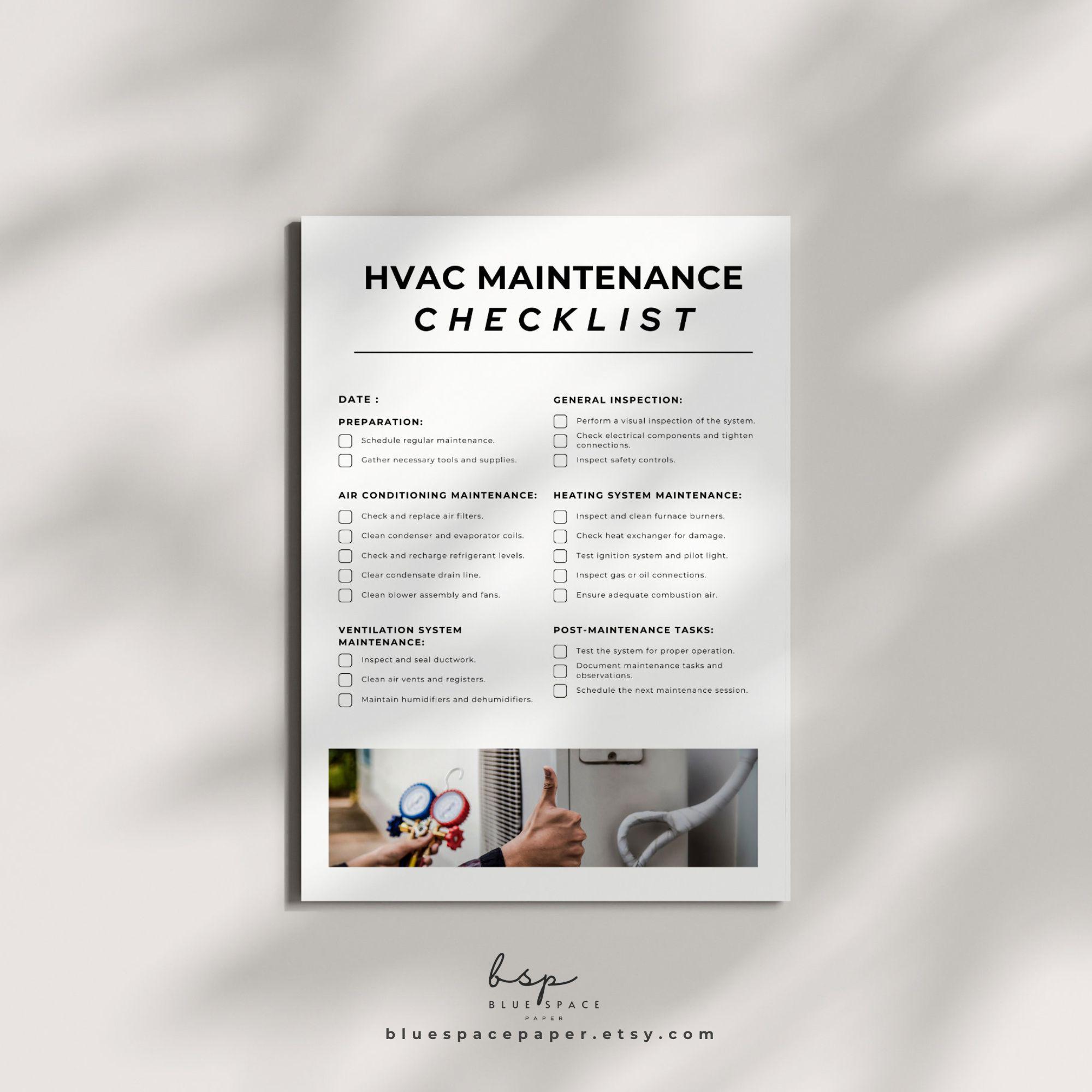 HVAC Maintenance Checklist, HVAC Maintenance Agreement, Air Conditioner ...