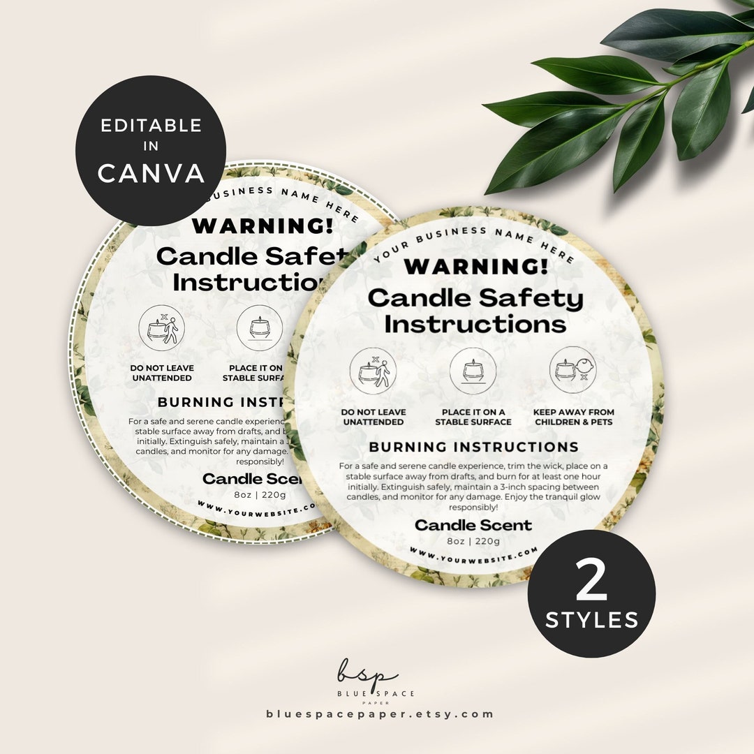 Warning Stickers for Candle, Candle Warning Stickers, Candle Safety ...