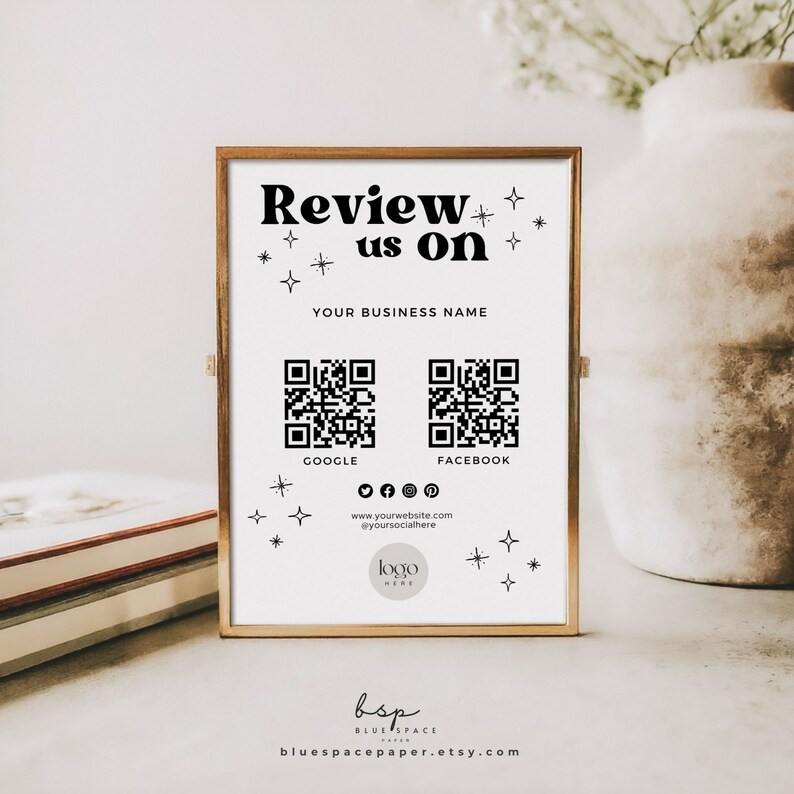 Google Review Canva Template, Leave Us A Review Template QR Code ...