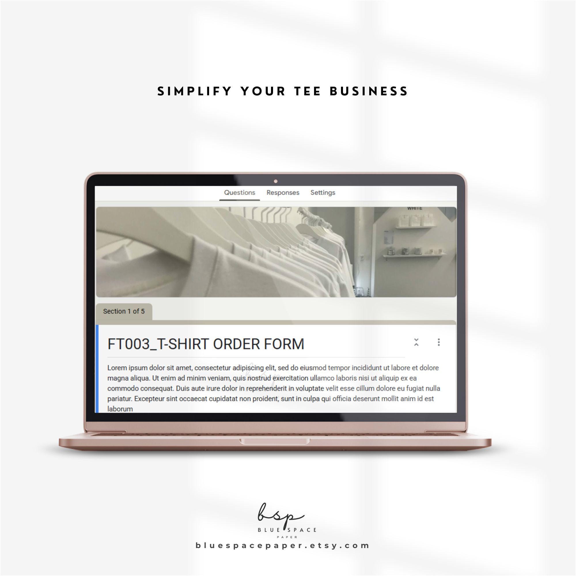 Google T Shirt Order Form, T-shirt Order Form Template, Apparel Order ...