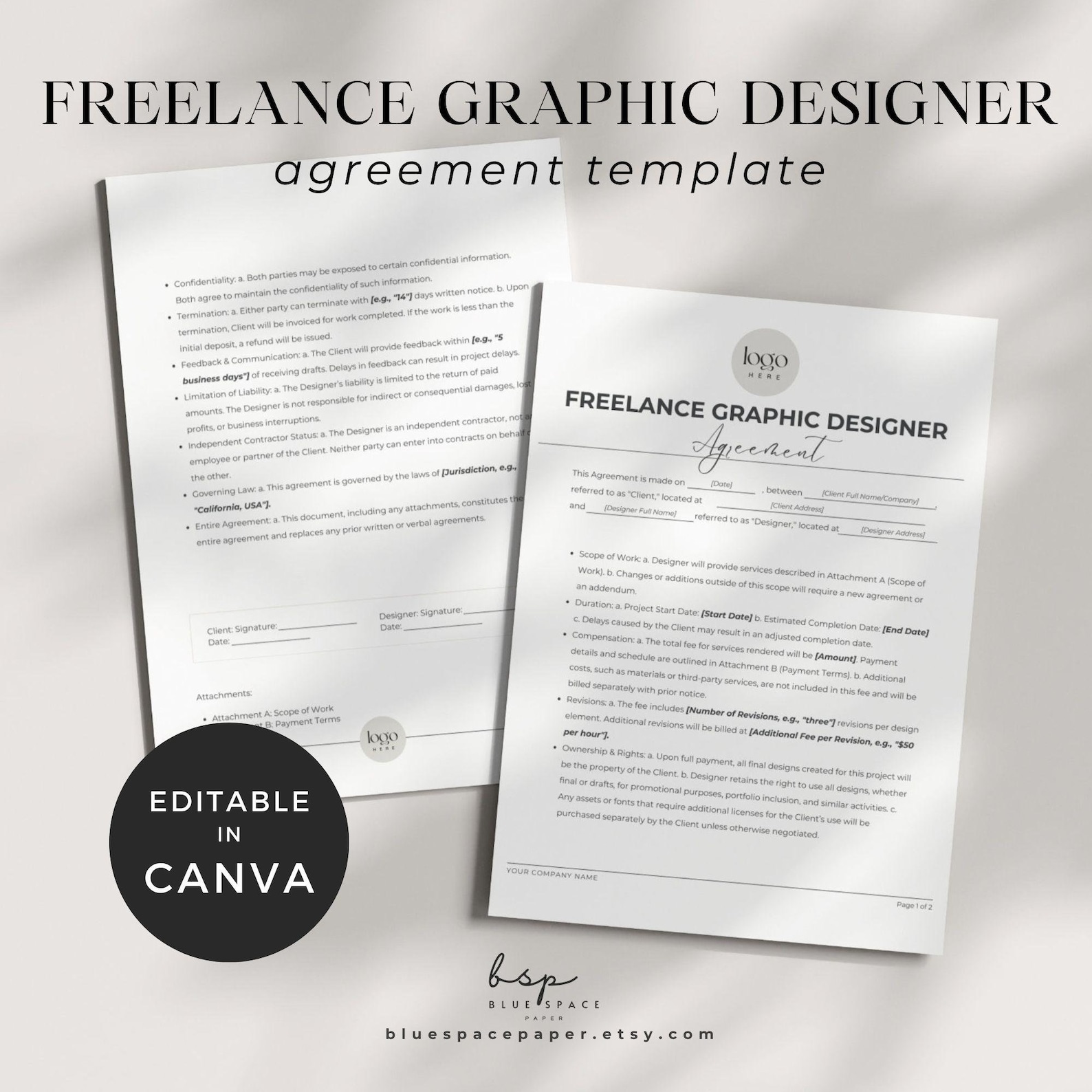 Graphic Design Contract Template, Freelance Graphic Designer Agreement ...