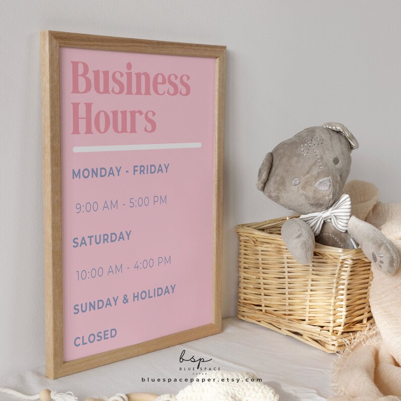 Business Hours Sign Editable Printable Template, Shop Opening Times ...