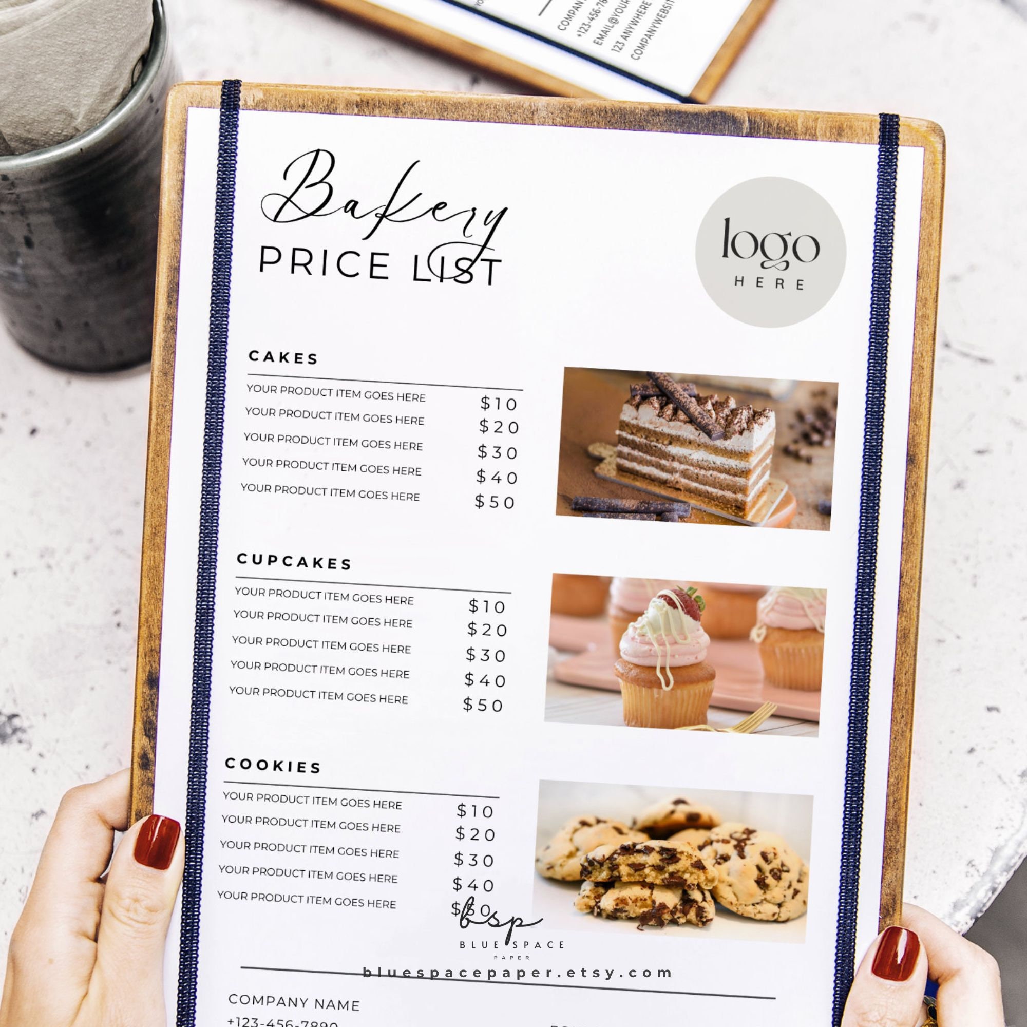 Bakery Price Sheet, Bakery Price Template, Bakery Menu Template, Cake ...