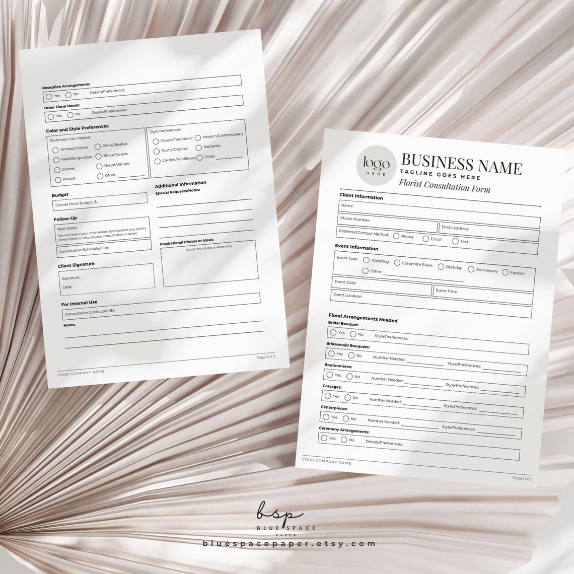 Florist Consultation, Florist Business Template Canva, Client ...
