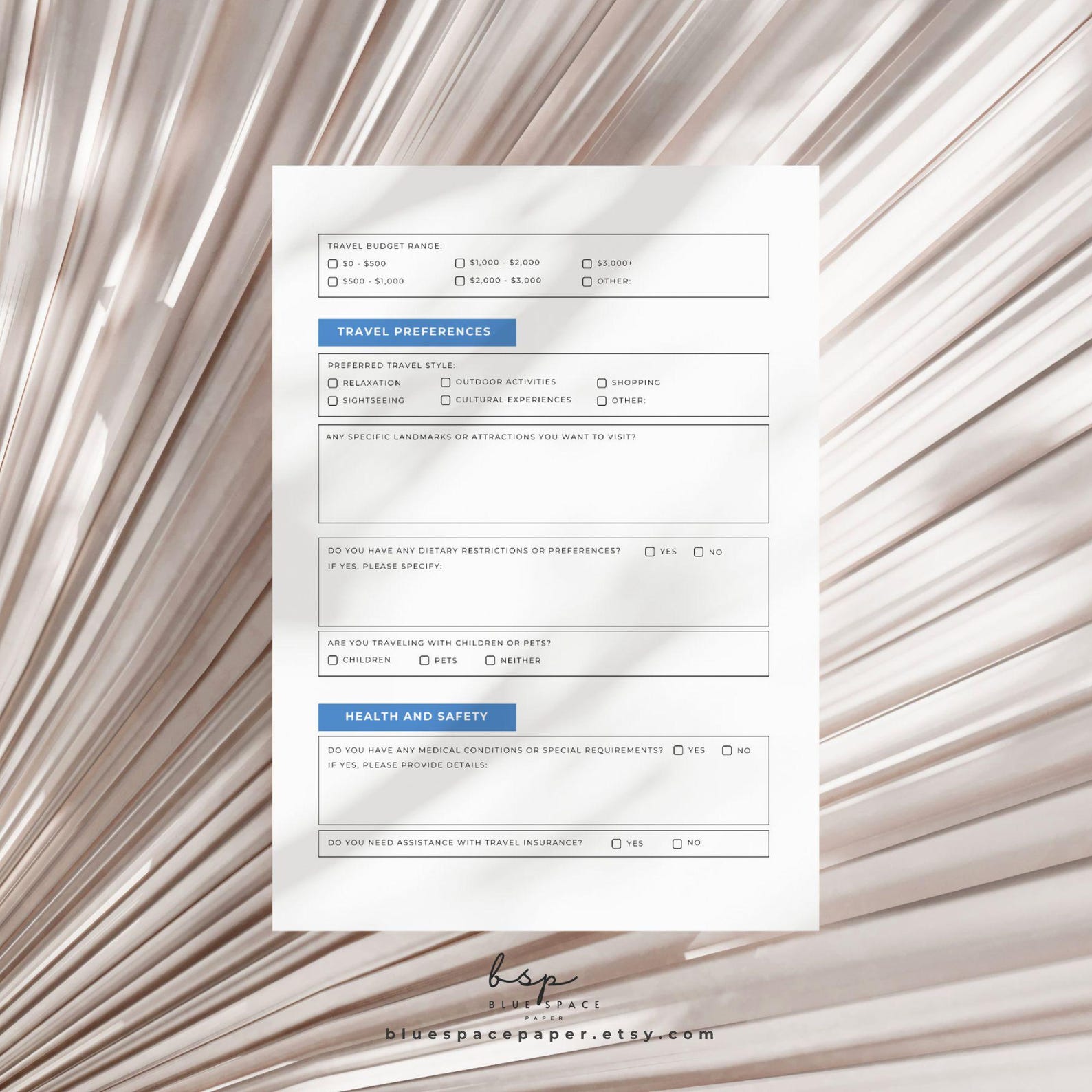 Travel Agent Trip Questionnaire, Travel Inquiry Form, Travel Agent ...