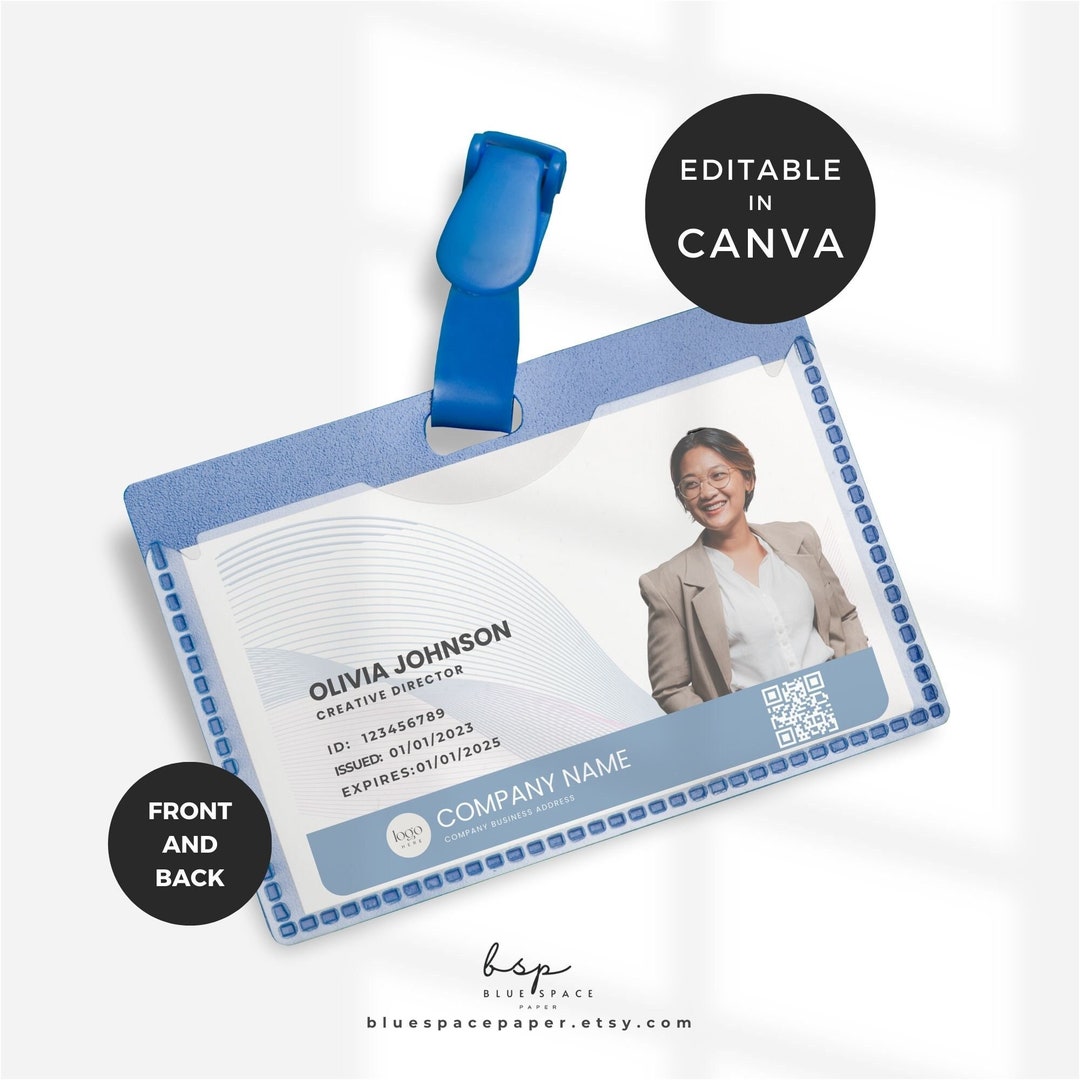 ID Card Template Canva, Editable ID Badge, Corporate Identity Template ...
