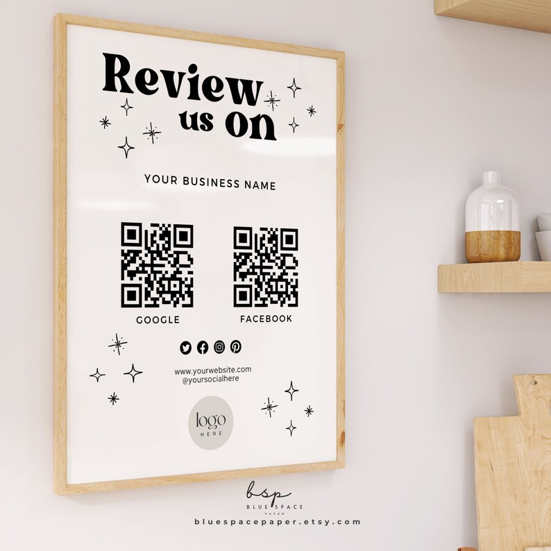 Google Review Canva Template, Leave Us A Review Template QR Code ...