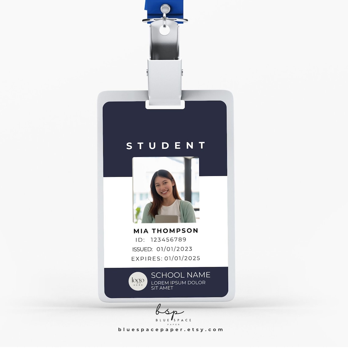 College Student ID Card Template Canva, Editable ID Badge, Customize ID ...