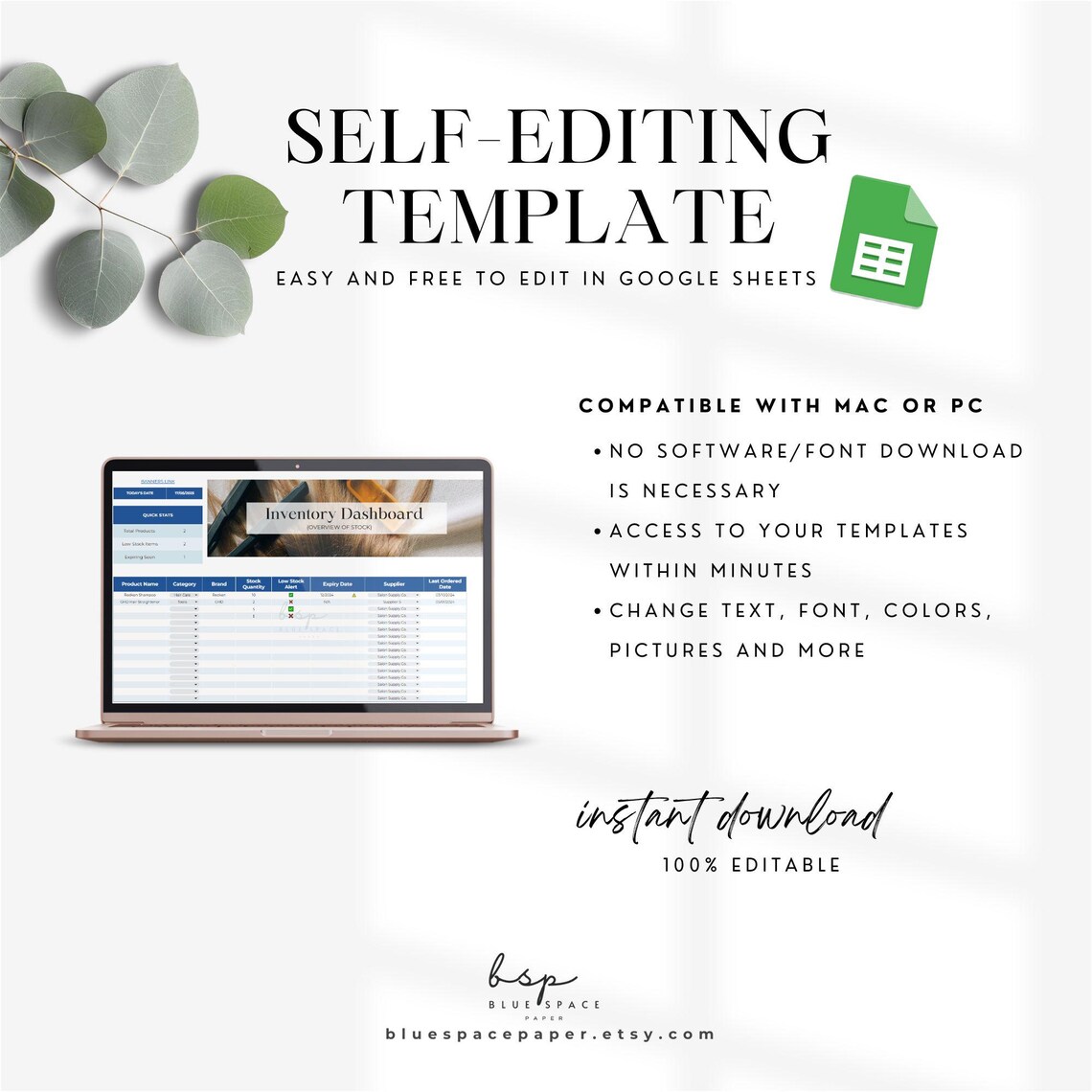 Salon Inventory Tracker, Beauty Business Bookkeeping Google Sheets ...