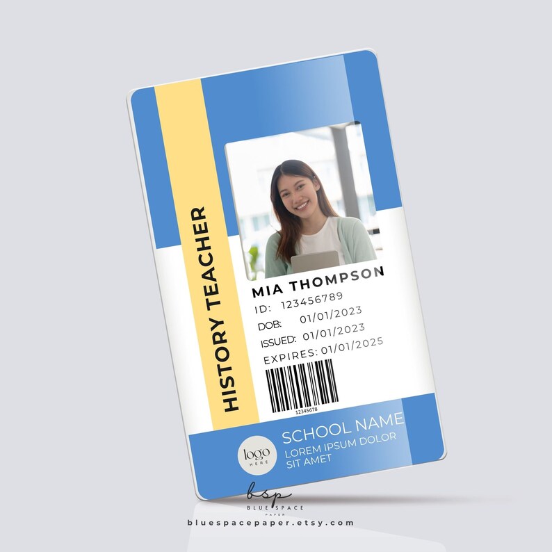 Homeschool Teacher ID Card, Editable Id Badge, ID Card Template Canva ...