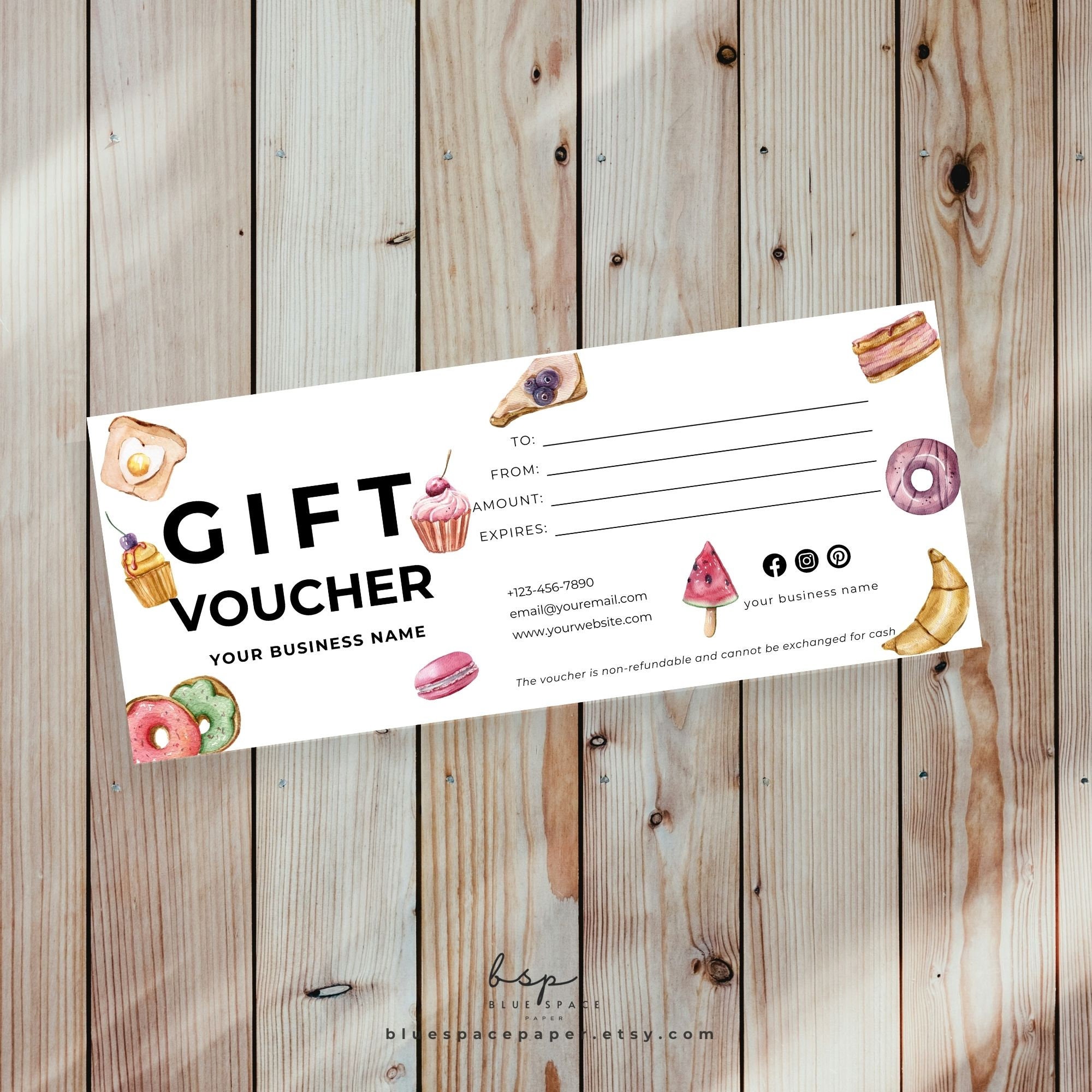 Cake Gift Certificate Template Bakery, Editable Gift Certificate ...