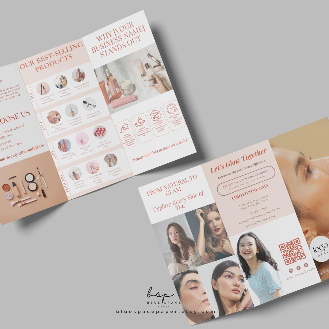 Cosmetic Template Brochure, Beauty Studio Leaflet, Cosmetic Flyer Canva ...