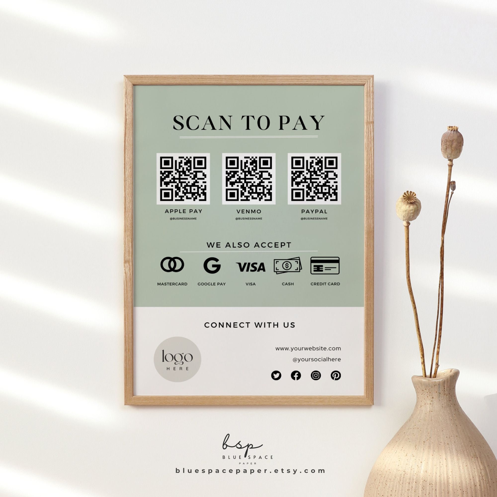 Market Payment Sign, Scan to Pay Template Sign, QR Code Pay Here ...