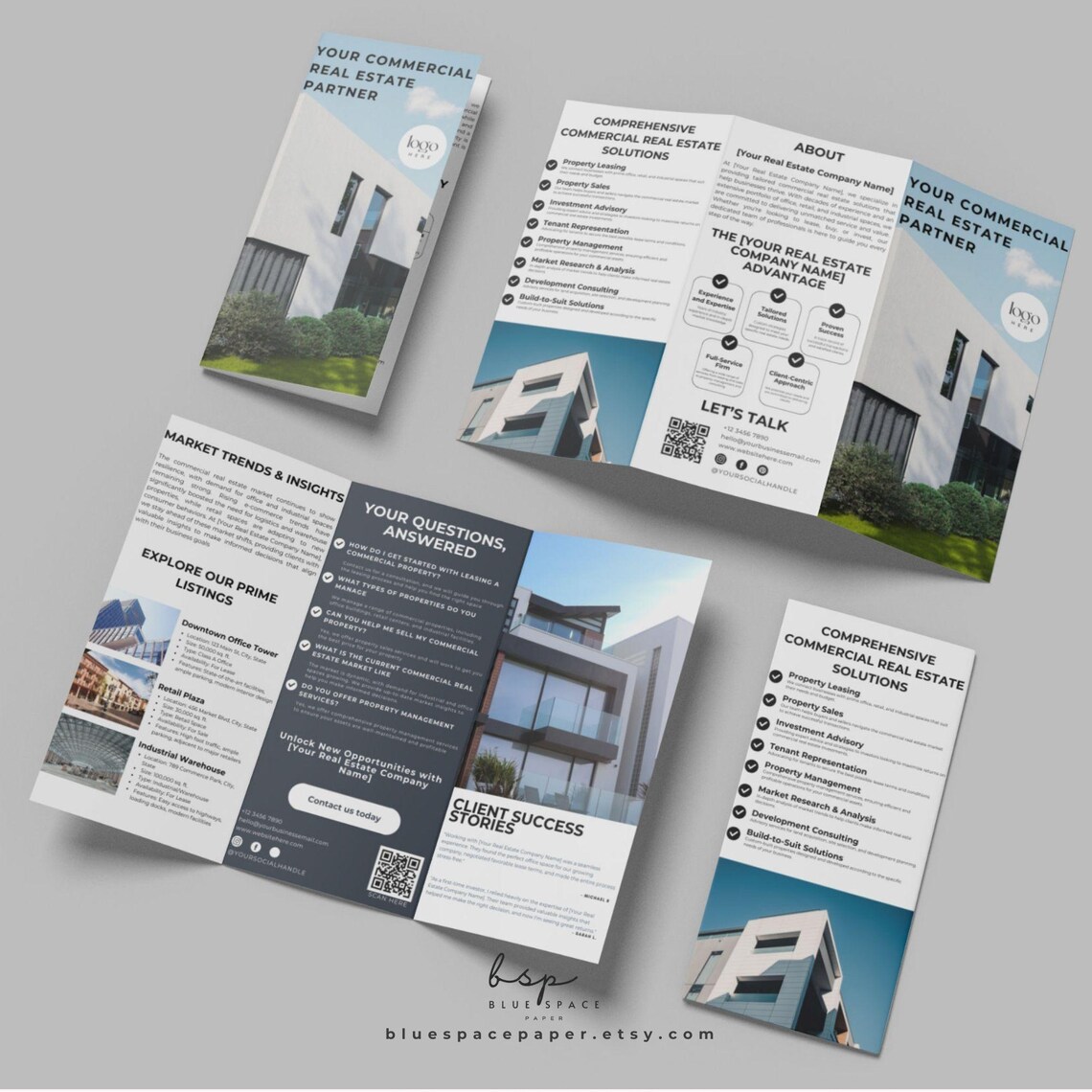 Commercial Real Estate Brochure Template, Property Brochure, Trifold ...