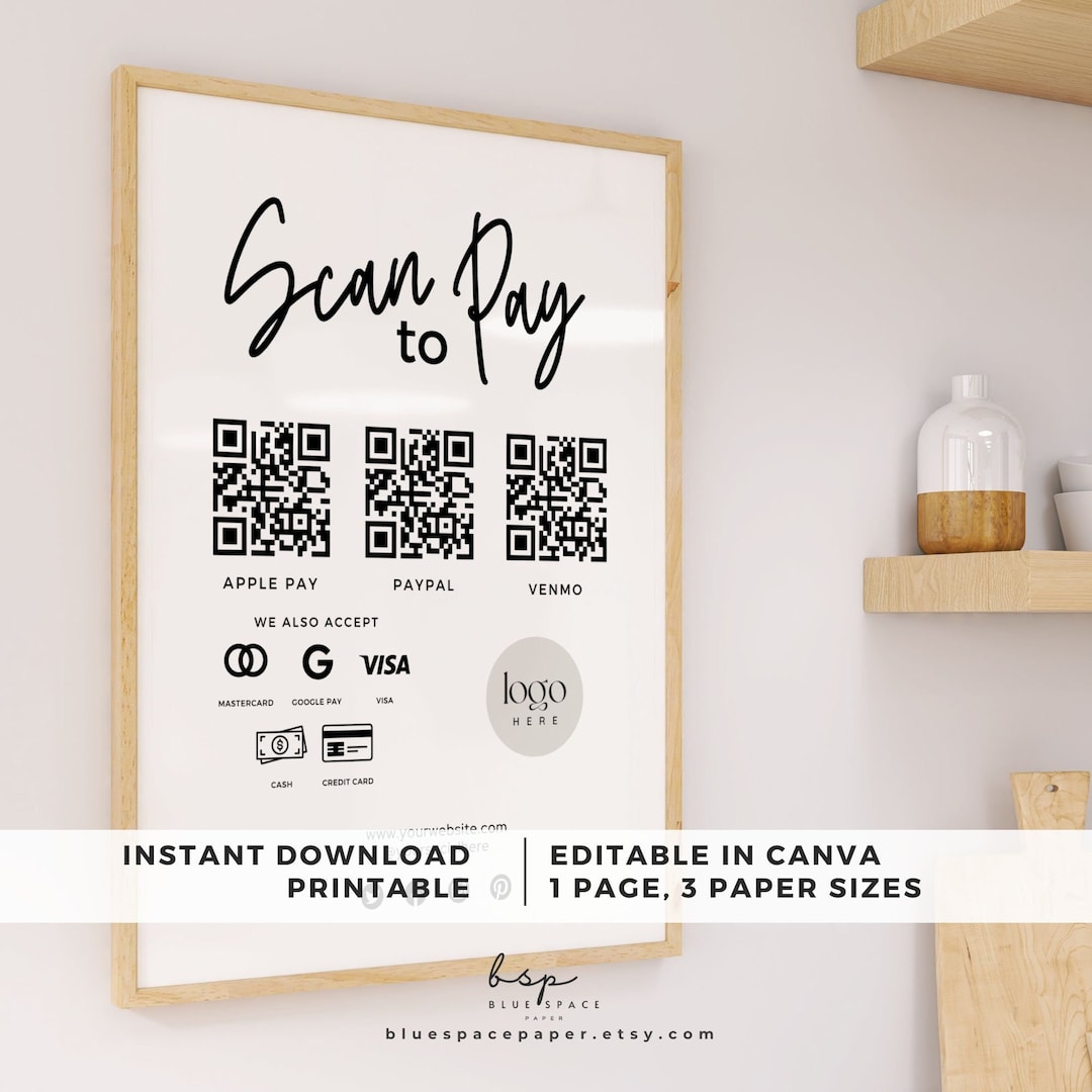 Forms of Payment Sign, Market Payment Sign, Scan to Pay Template, 3 QR ...