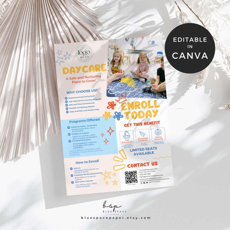 Daycare Enrollment Flyer, Day Care Starter Kit, Playschool Enrollment ...