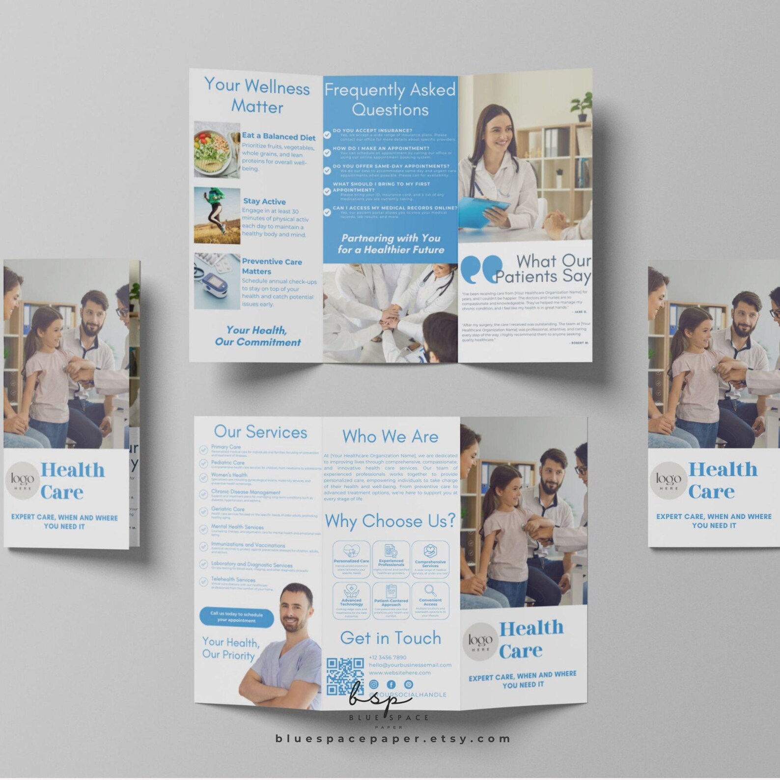 Health Care Brochure, Home Care Services Flyer, Trifold Pamphlet ...