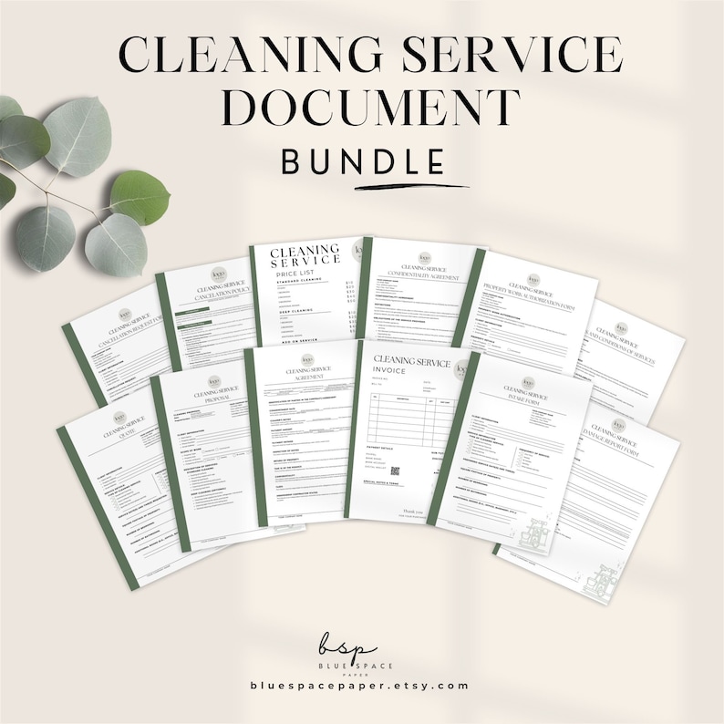 Cleaning Service Agreement Bundle, Cleaning Business Forms Bundle ...
