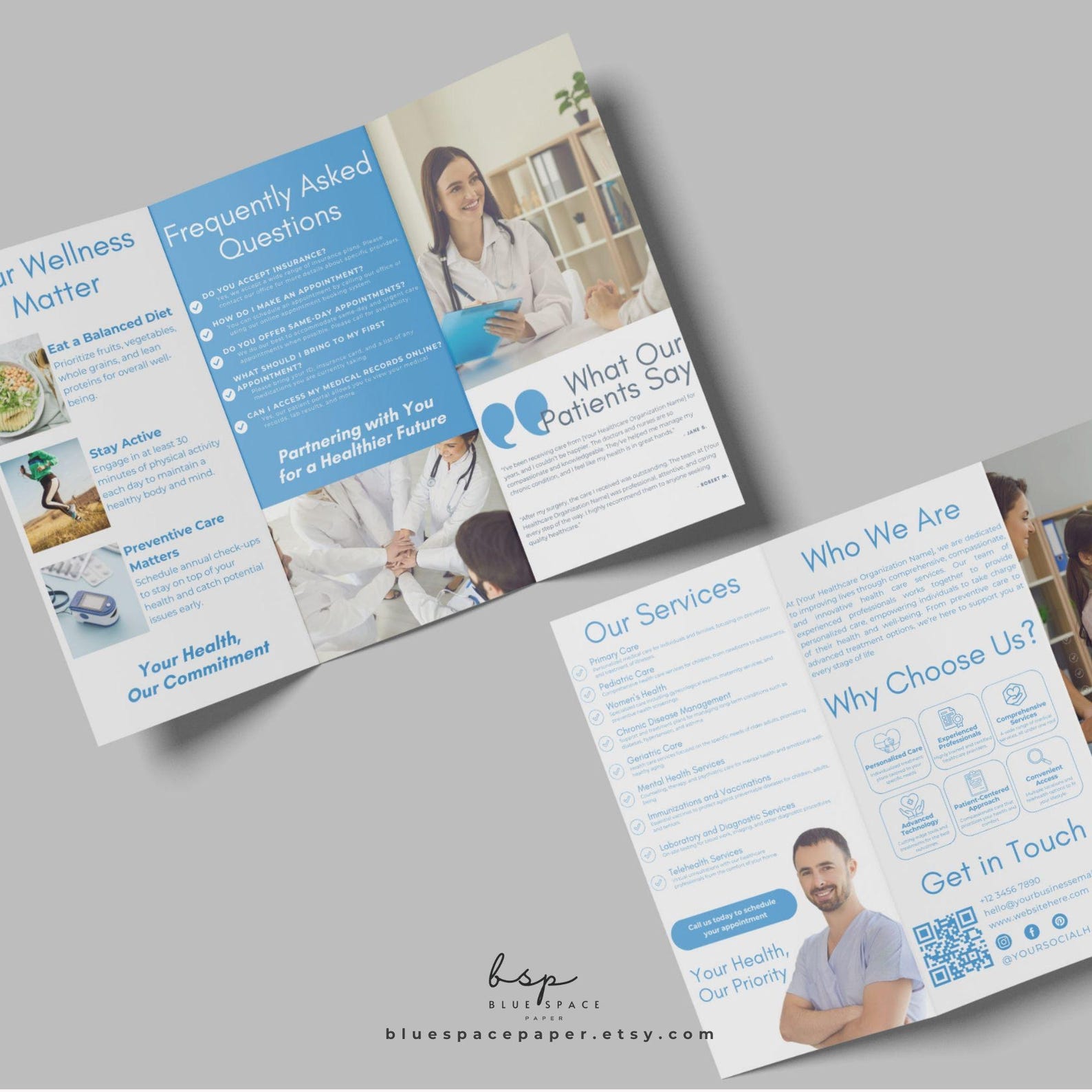 Health Care Brochure, Home Care Services Flyer, Trifold Pamphlet ...