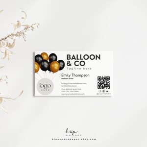 Balloon Business Card Template, QR Code Business Card, Balloon Decor ...