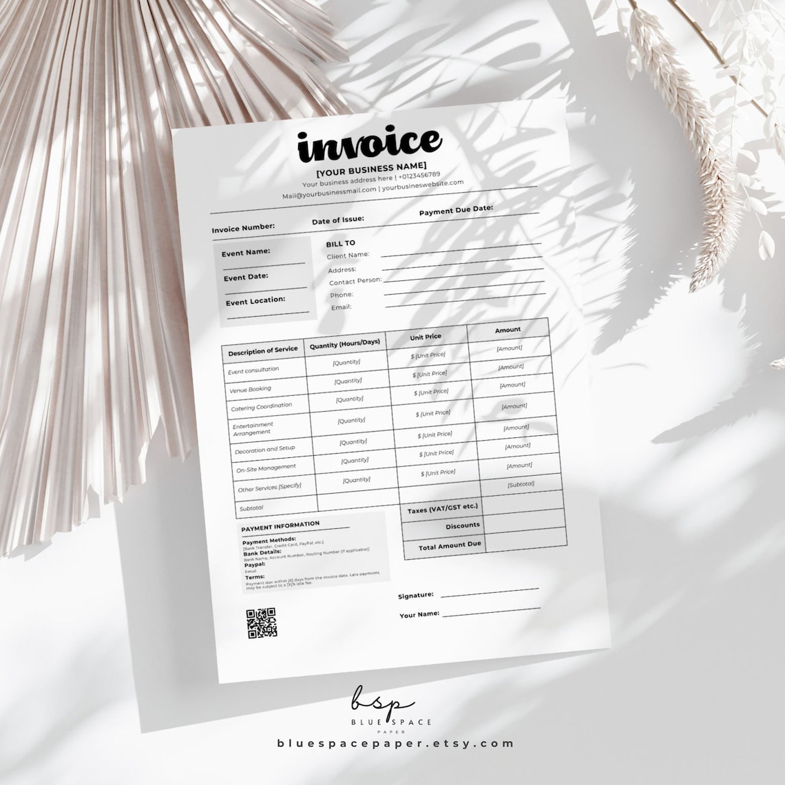 Event Planner Invoice, Event Planning Document, Event Decor Contract ...