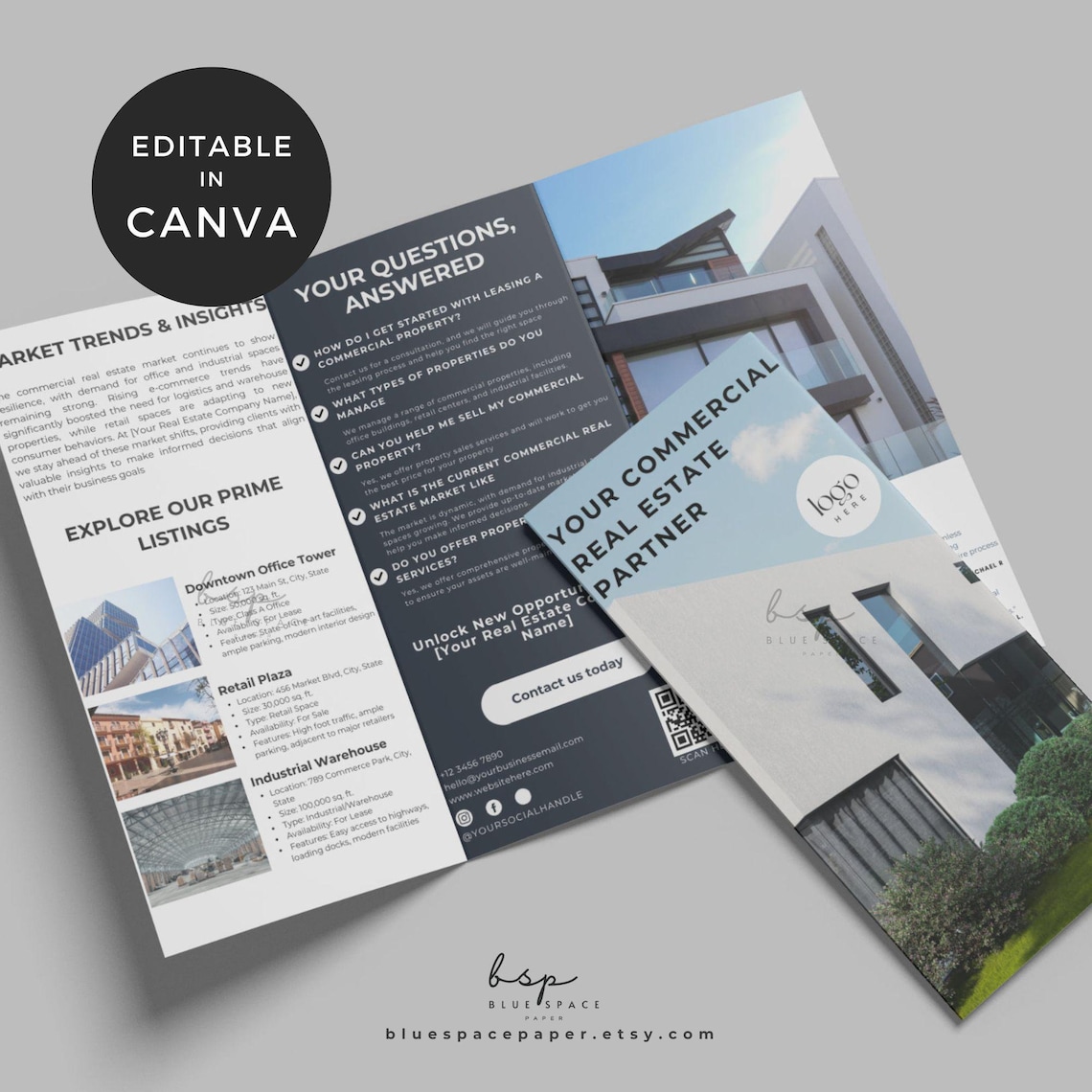 Commercial Real Estate Brochure Template, Property Brochure, Trifold ...