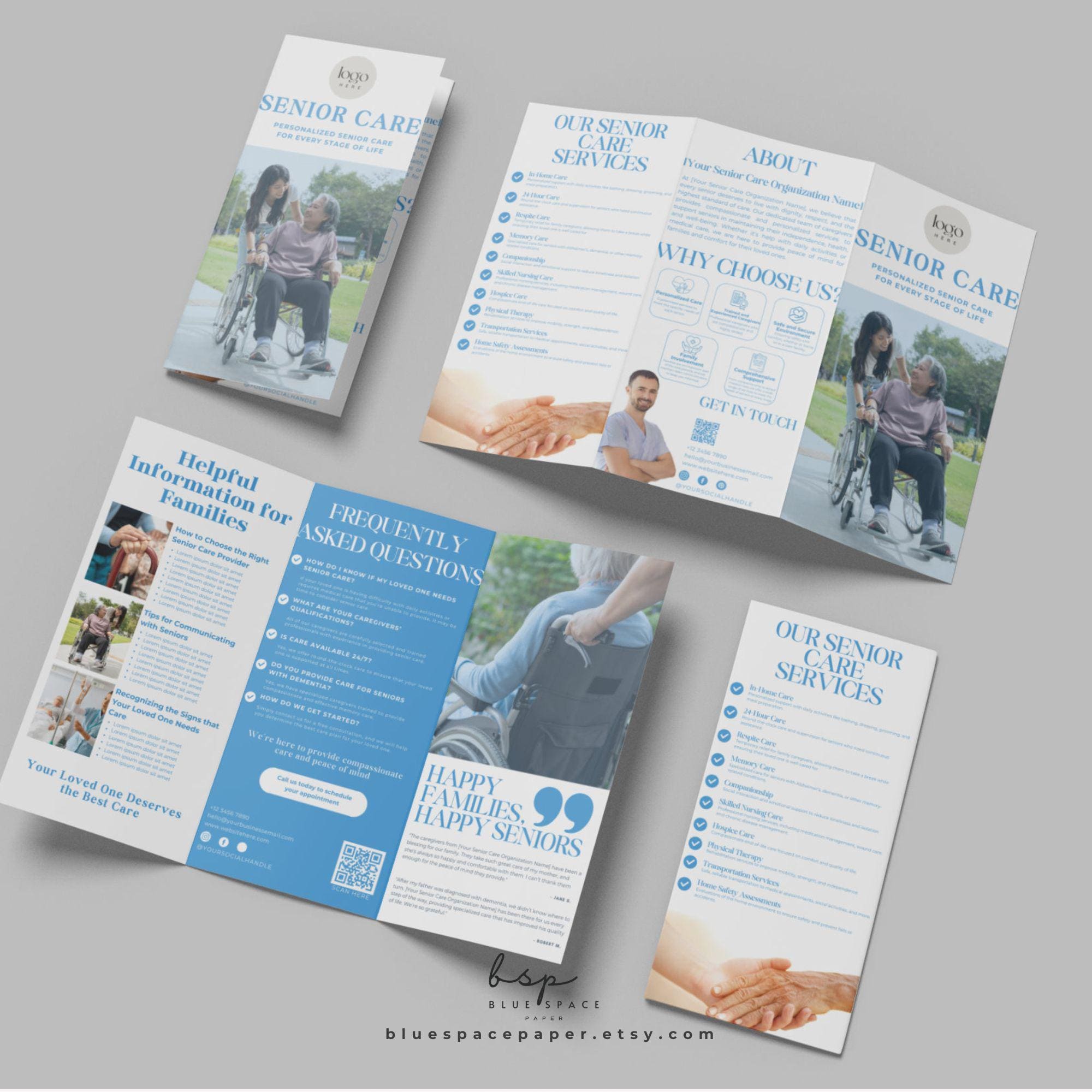 Senior Care Brochure, Home Health Care Brochure, Trifold Pamphlet ...