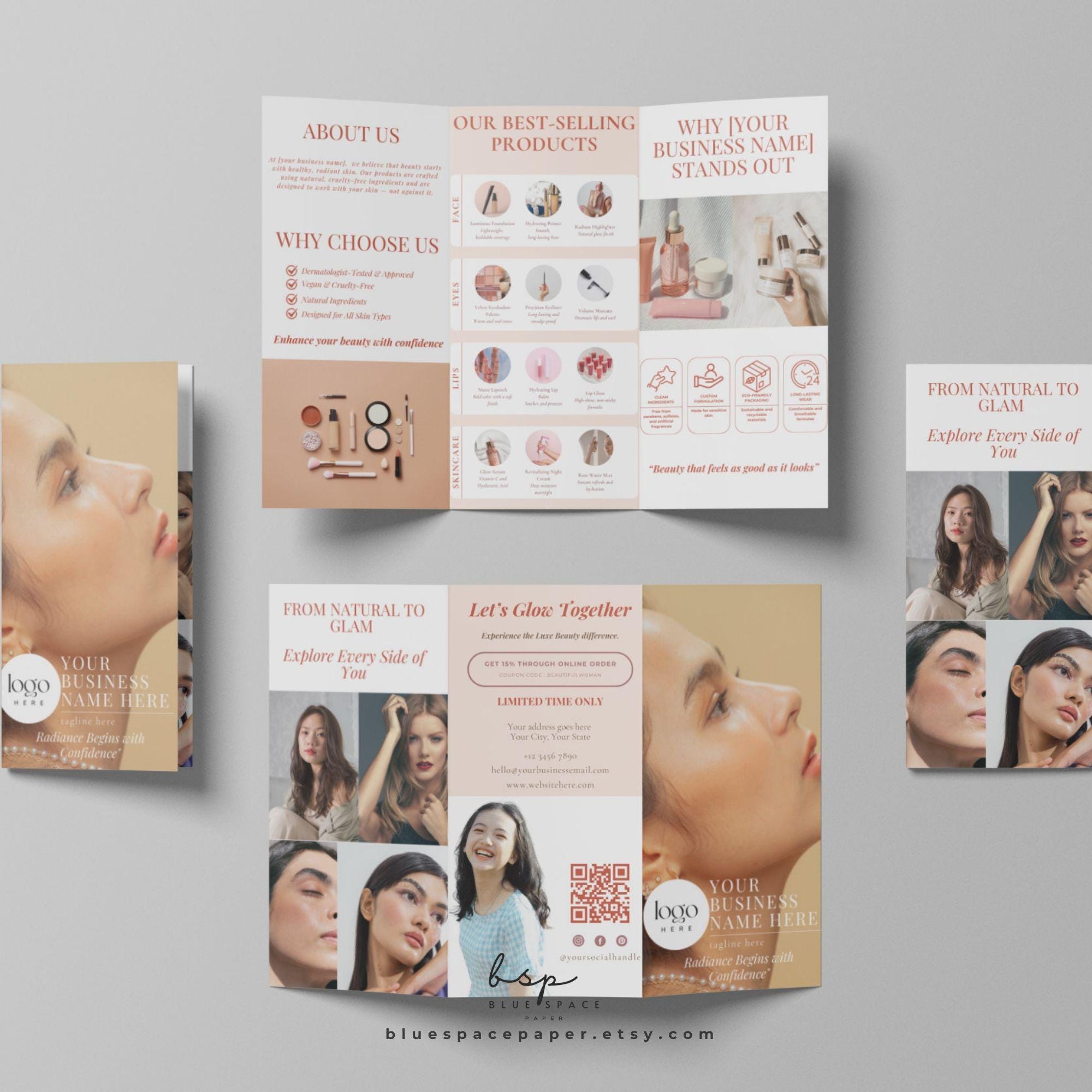 Cosmetic Template Brochure, Beauty Studio Leaflet, Cosmetic Flyer Canva ...