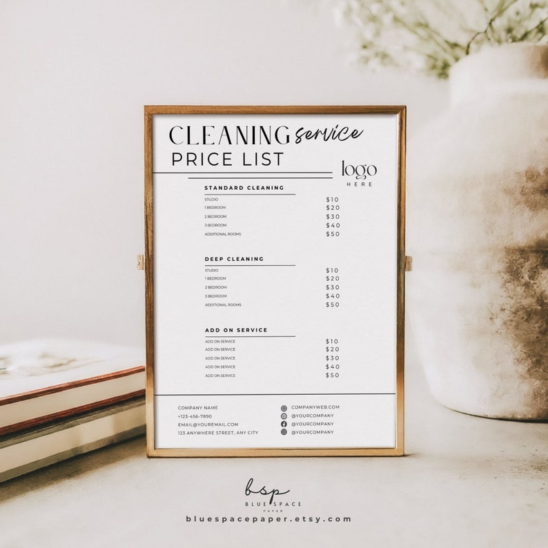 Cleaning Service Price List, House Cleaning Template, Commercial Cleaning Business, Professional ...
