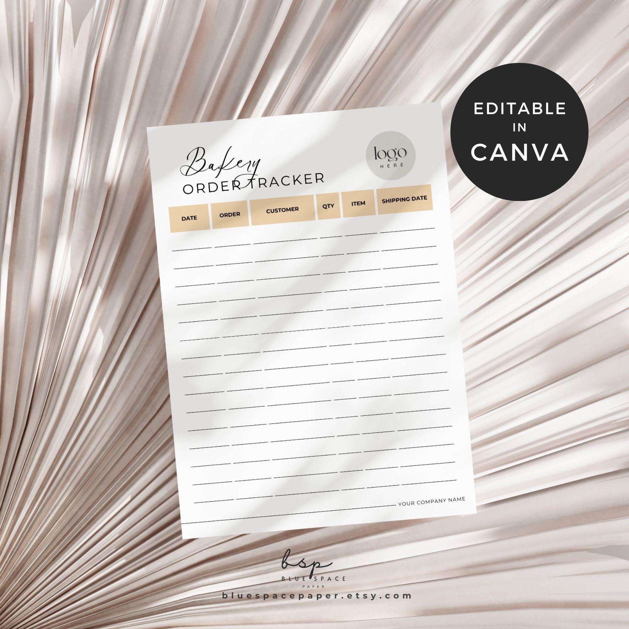 Bakery Order Tracker, Home Bakery Order List, Small Business Order ...