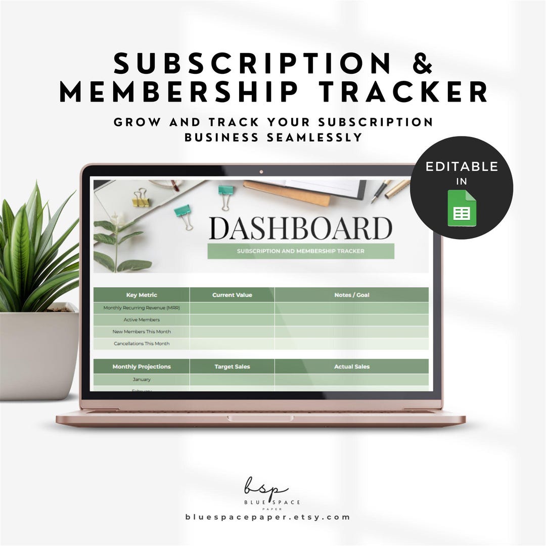 Subscription Tracker Google Sheets, Membership Tracker, Business ...