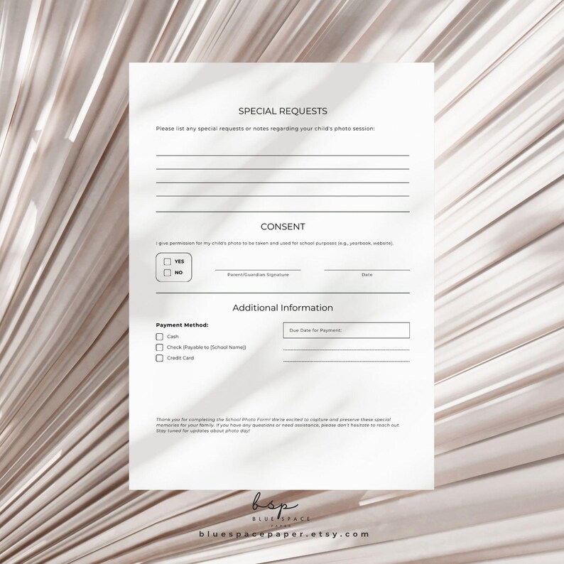 School Photo Form, School Photography Order Form, Sports Photography ...