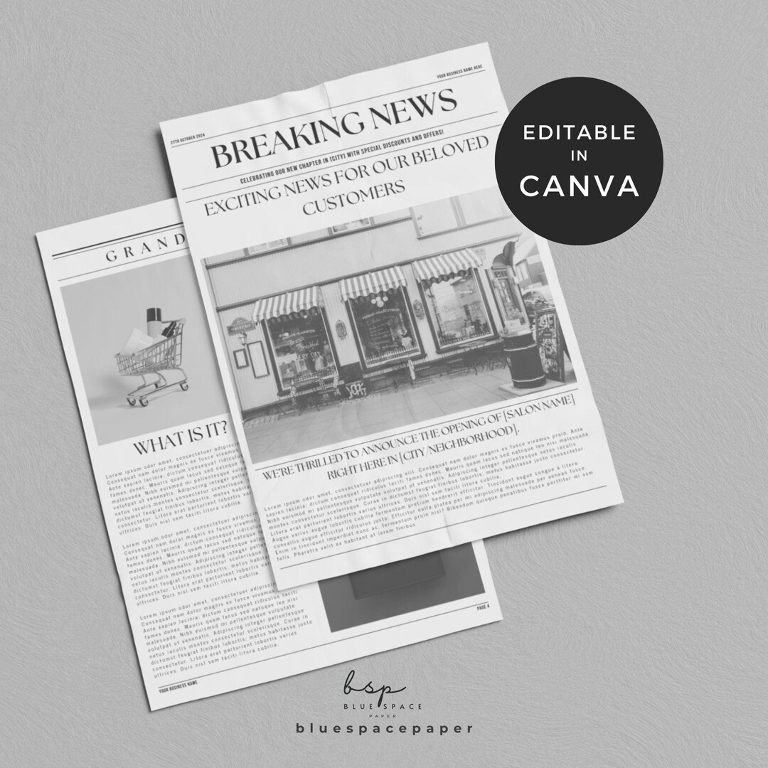 Newspaper Template Business Announcement, Brand Newspaper Template ...
