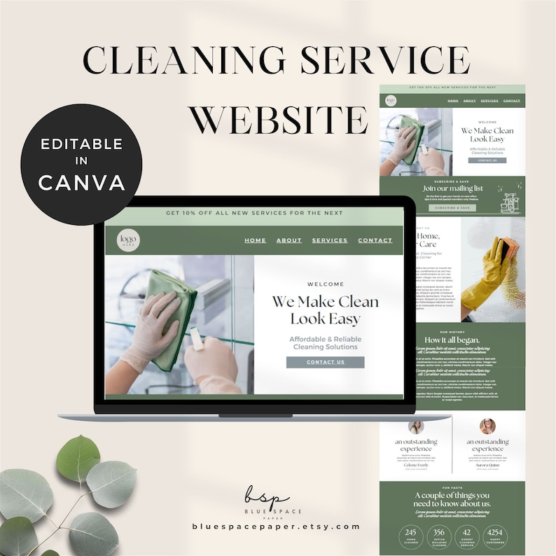 Professional Cleaning Website, Cleaning Service Website, Canva Website ...
