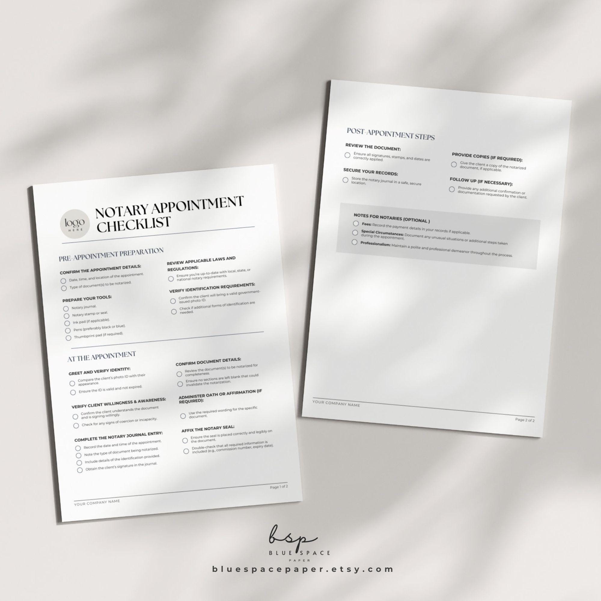 Notary Appointment Checklist, Notary Signing Agent Guide, Notary Loan ...