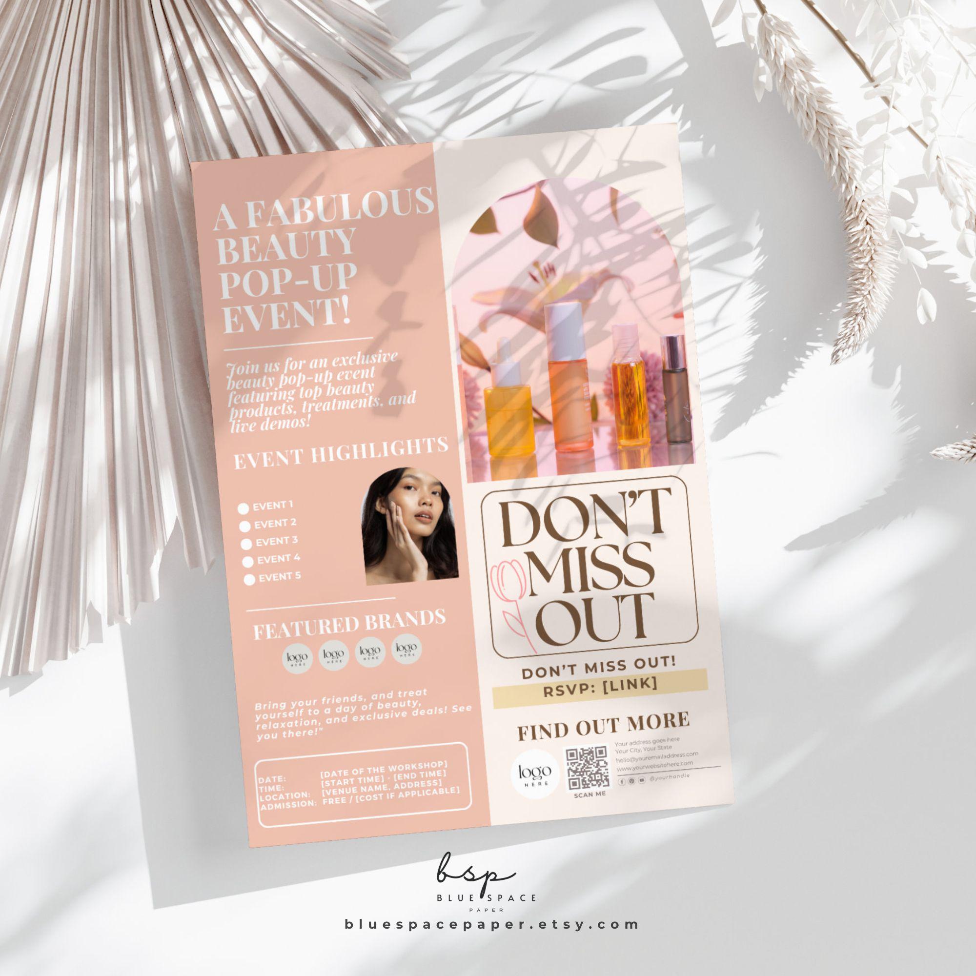 Beauty Pop up Flyers, Pop up Shop Flyer, Boutique Branding Marketing ...