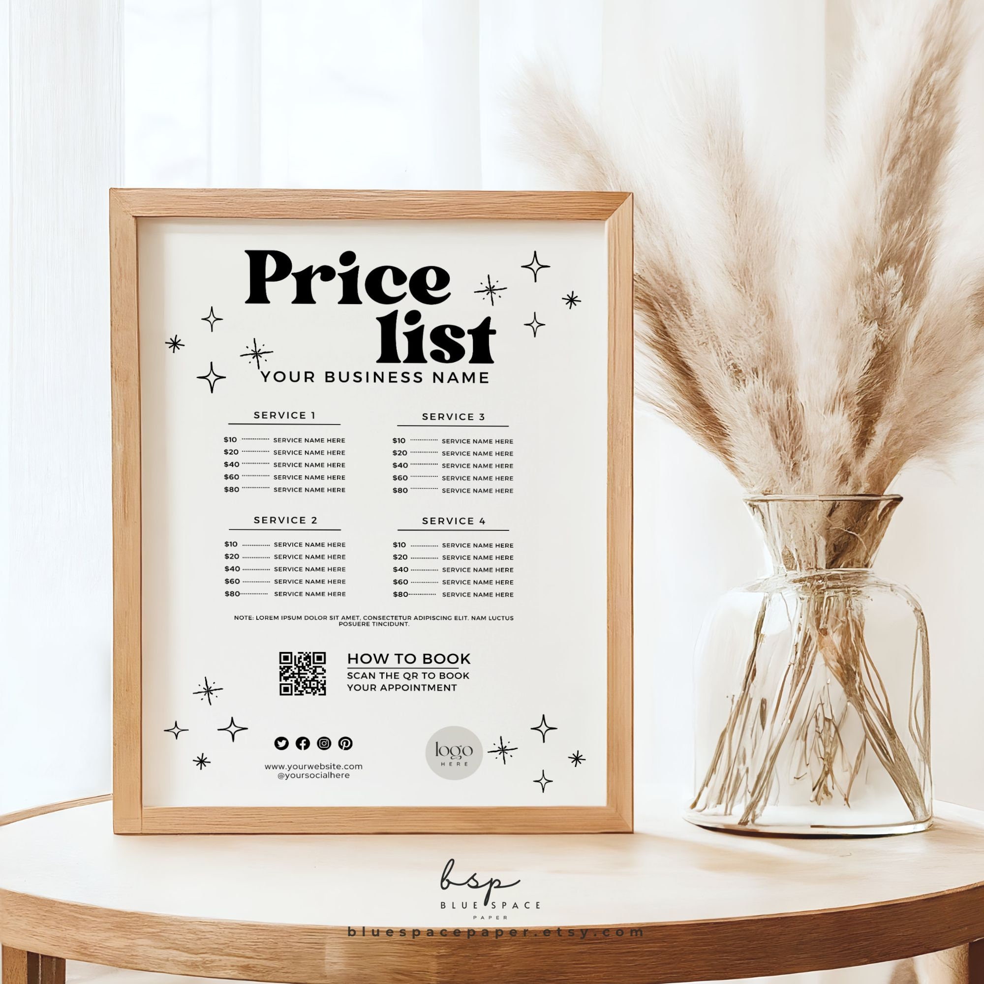 Price List for Craft Fair, Price Sheet Template, DIY Price List ...
