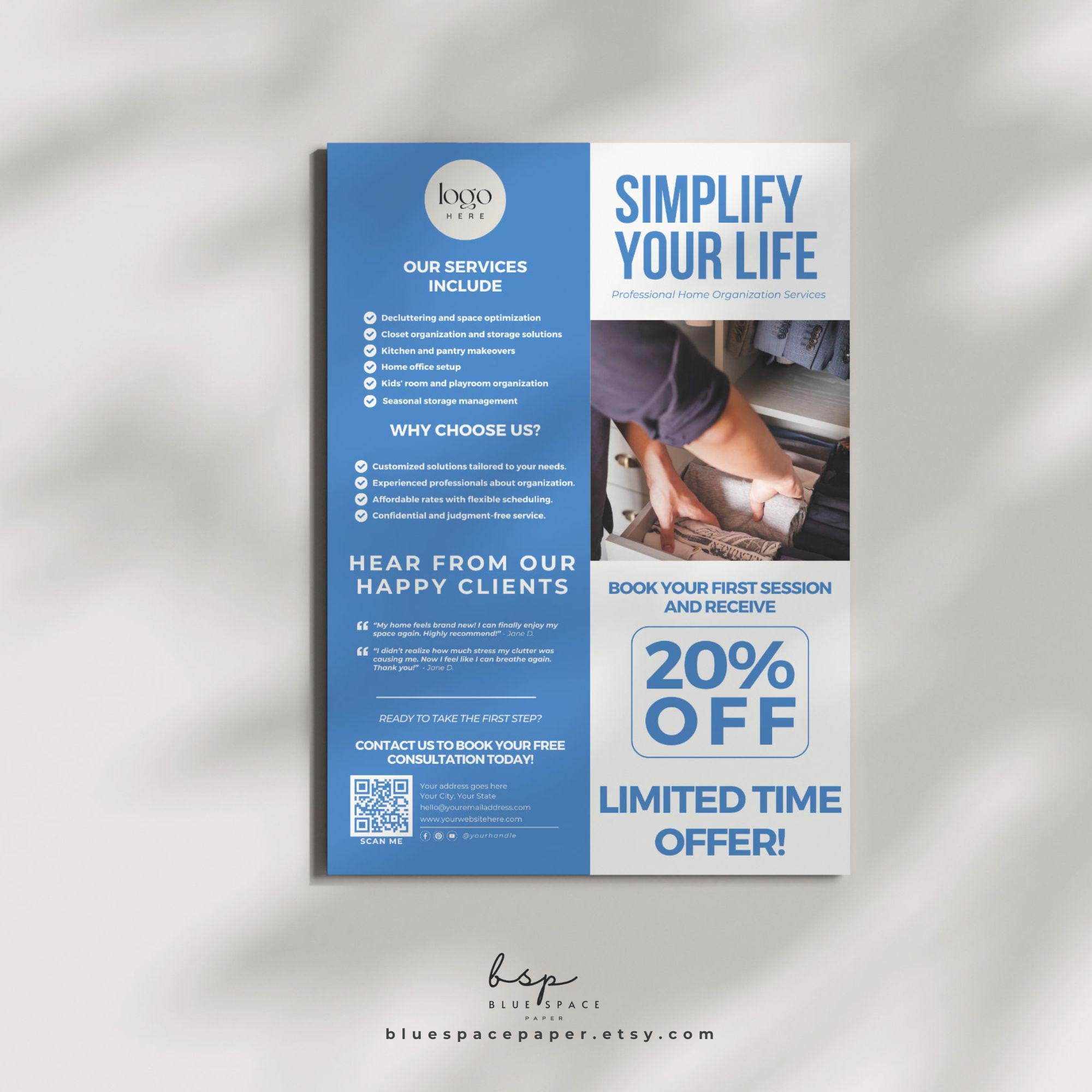 Home Organizer Flyer, Professional Organizer Flyer Canva Template, Declutter Service Flyers ...