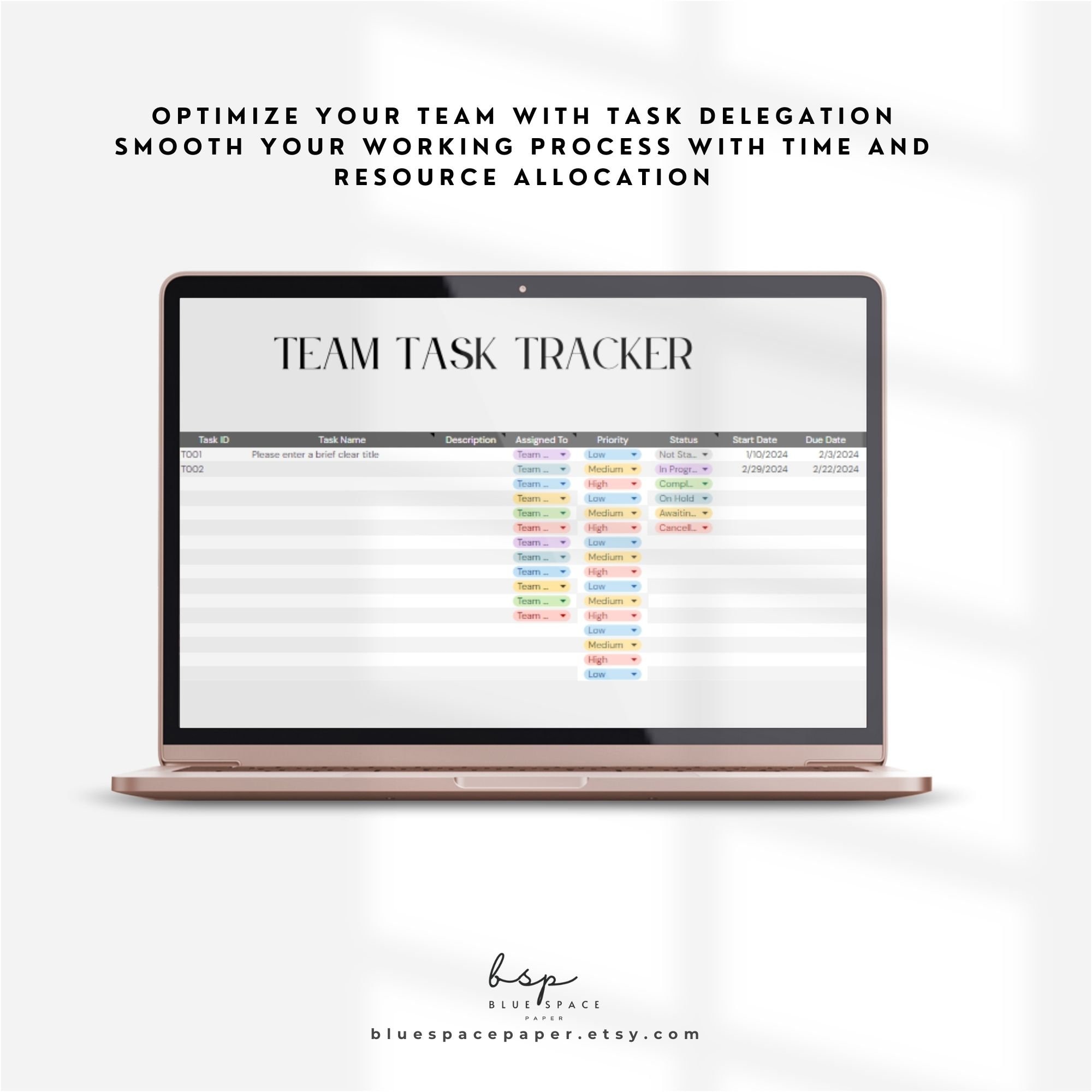 Team Task Tracker, Project Management Template, Priority Matrix, Team ...