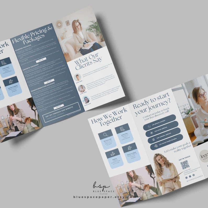 Coaching Brochure, Life Coach Brochure Template Canva, DIY Flyer ...