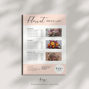 Florist Price List, Flower Bouquet Price List, Floral Flyer Template ...