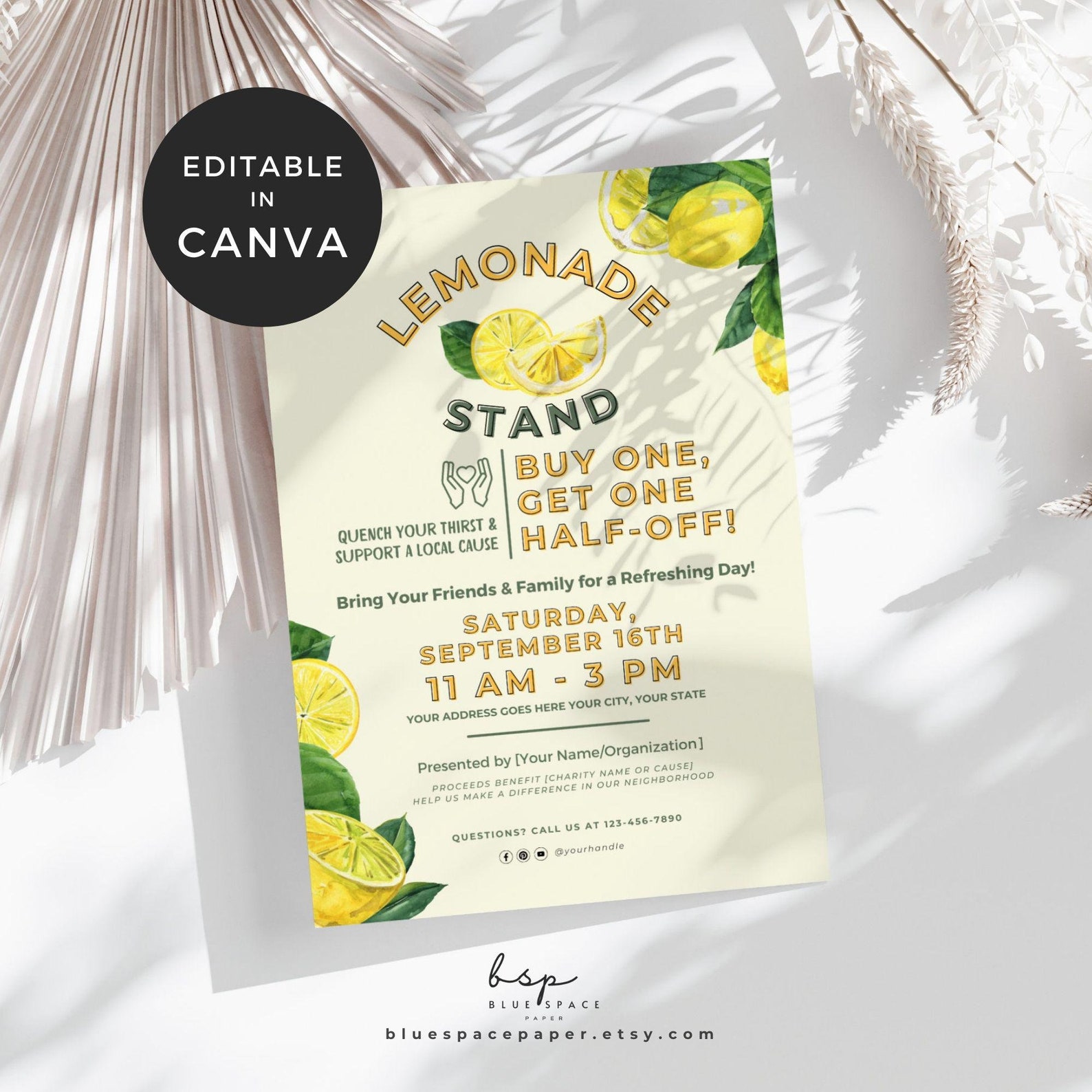 Lemonade Stand Flyer Template, DIY Flyer Template Youth, Lemonade Drink ...