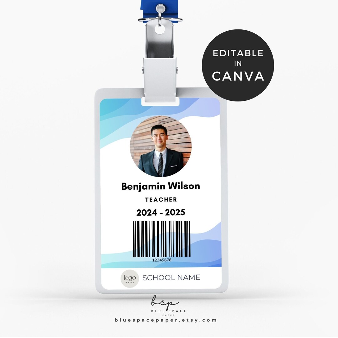 Homeschool Teacher ID Card, Editable Id Badge, ID Card Template Canva ...