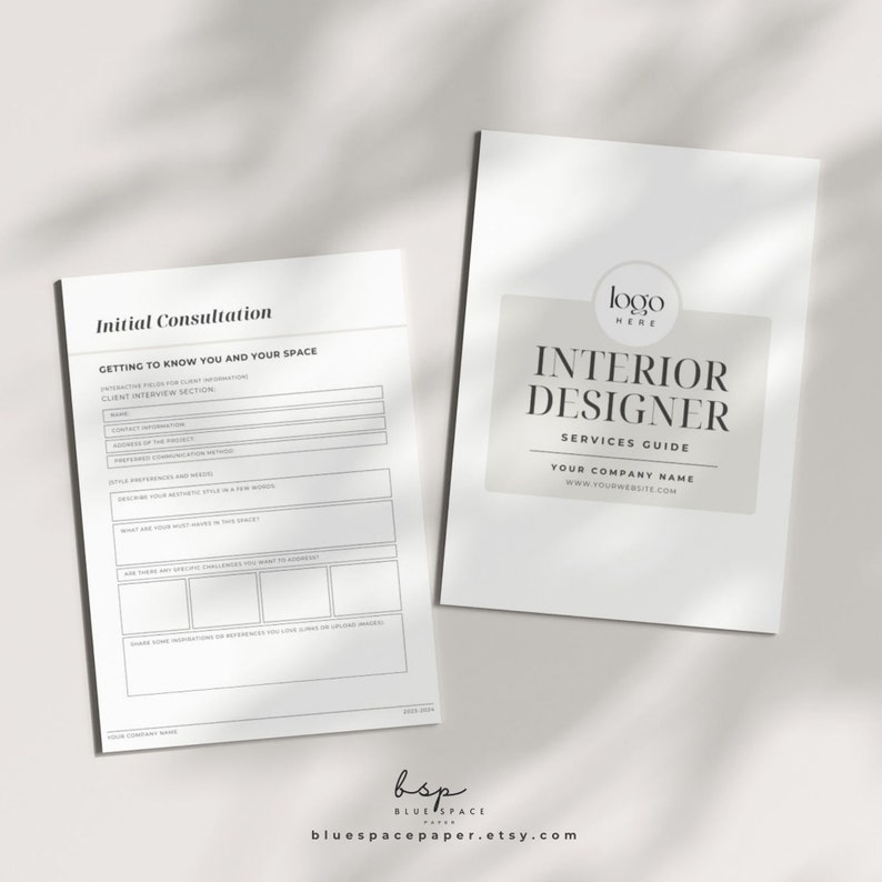 Interior Design Booklet, Client Welcome Packet for Interior Designers ...