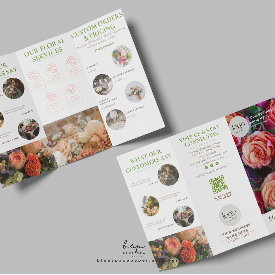 Florist Business Flyer, Florist Brochure Template Canva, Flower Shop ...