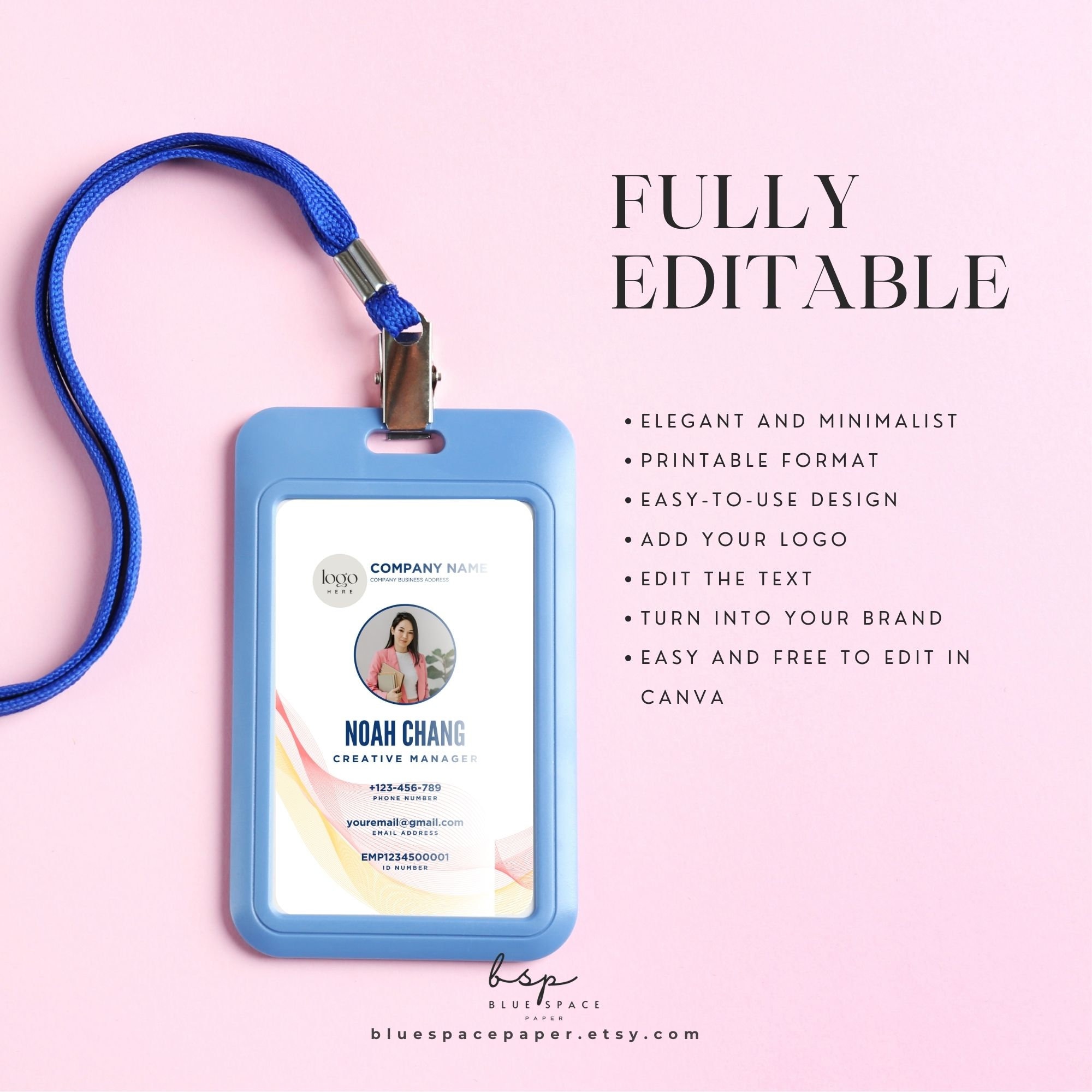 ID Card Template Canva, Editable ID Badge, Customize ID Card, Teacher ...